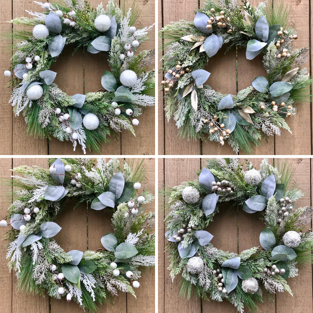 Winter Sage Green Wreath With Champagne Foliage & Gold - Etsy