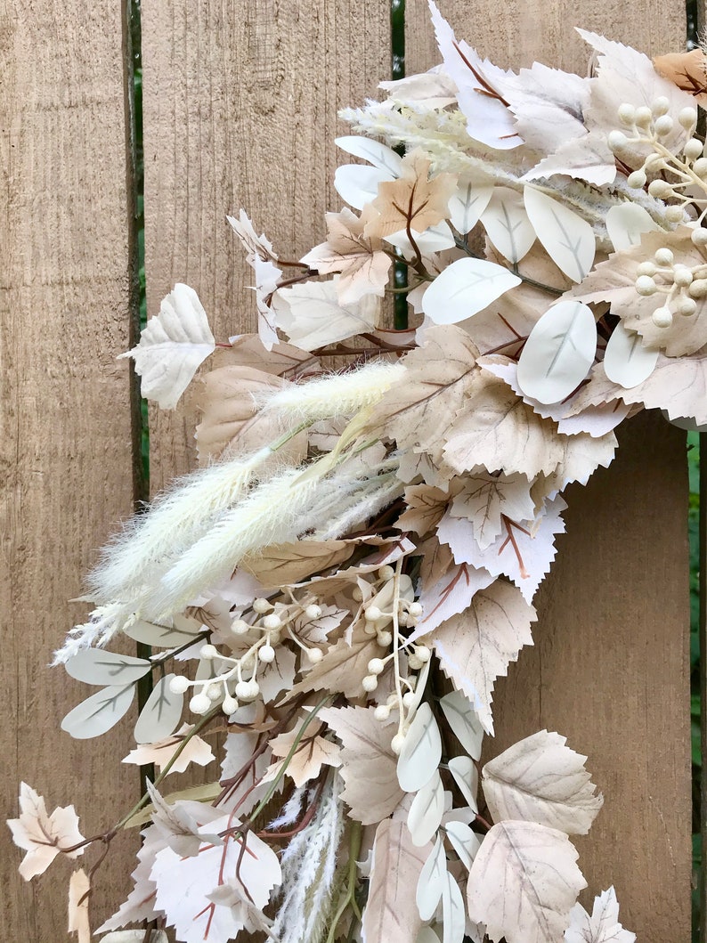 Neutral Fall Boho Style Front Door Wreath Autumn Cream and - Etsy