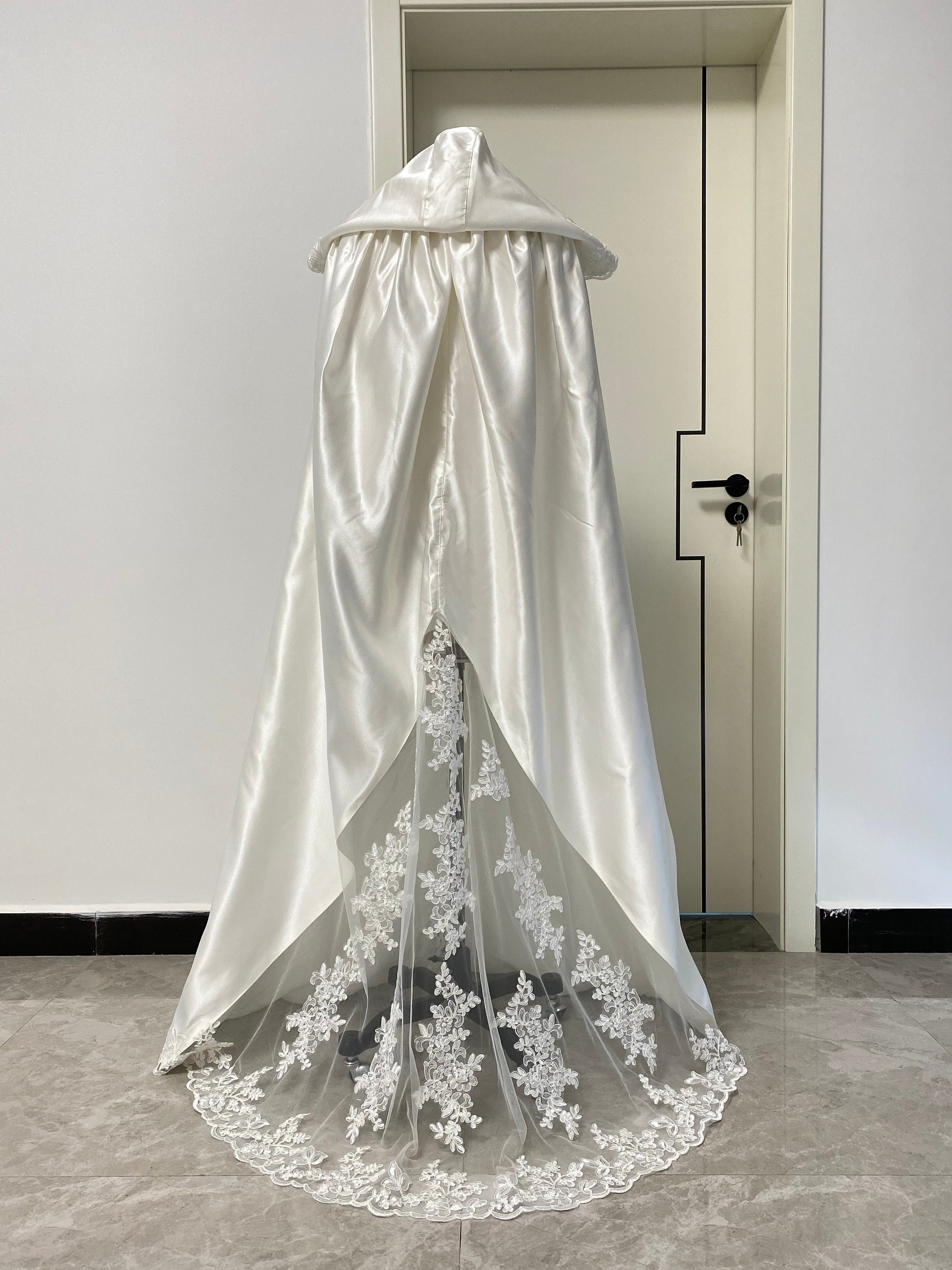 Elegant Satin Cloak Bridal Cape Winter Women Lace Cloak | Etsy