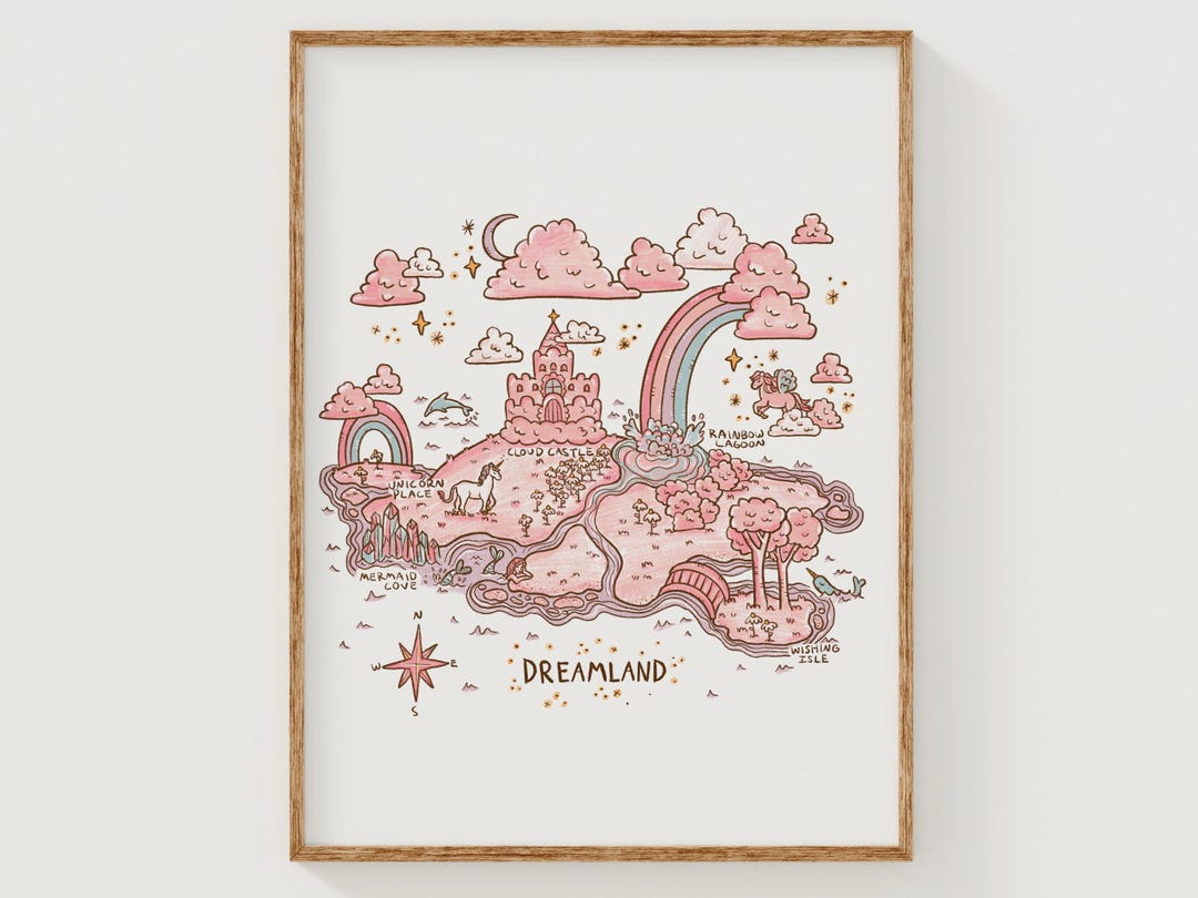Dreamland Map Poster, Matte Paper Poster, Kids Wall Art Kids Room Decor ...