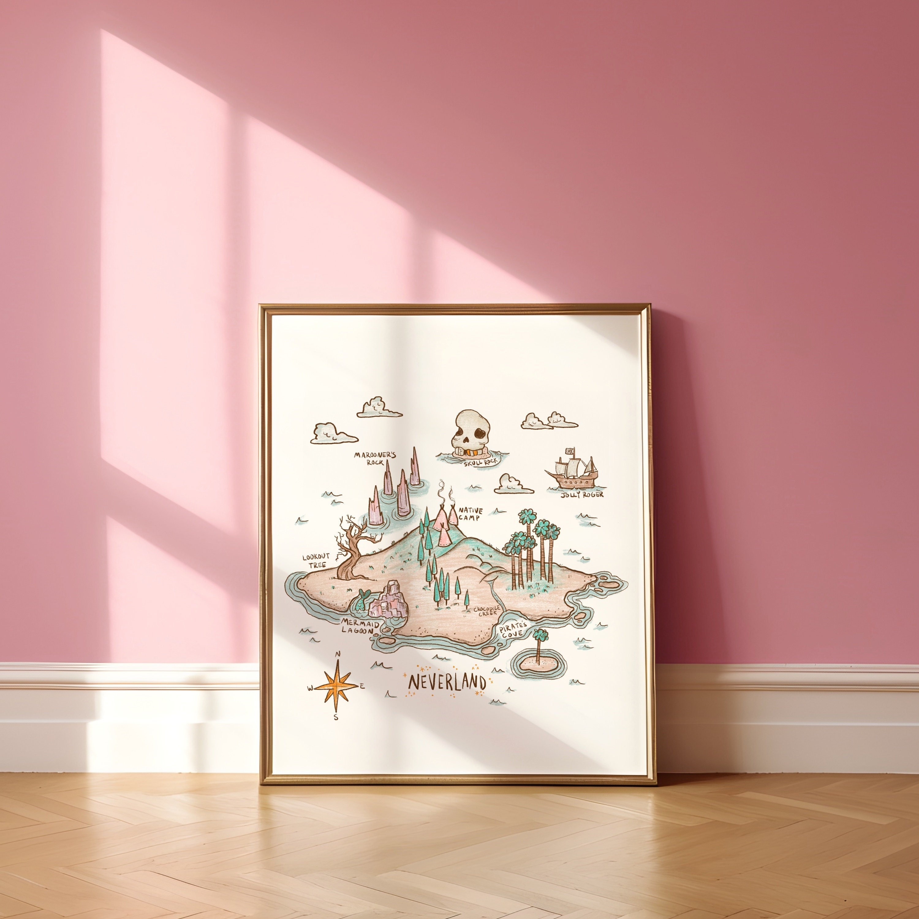 Neverland Map Poster, Nursery Prints, Kids Wall Art, Kids Room Decor ...