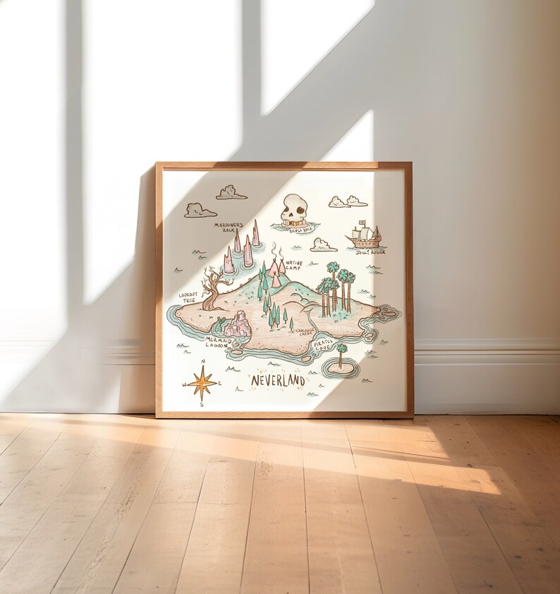 Neverland Map Poster, Nursery Prints, Kids Wall Art, Kids Room Decor ...