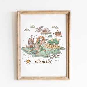 Fairytale Land Map Kids Wall Art, Kids Room Decor, Fairytale Wall Art ...