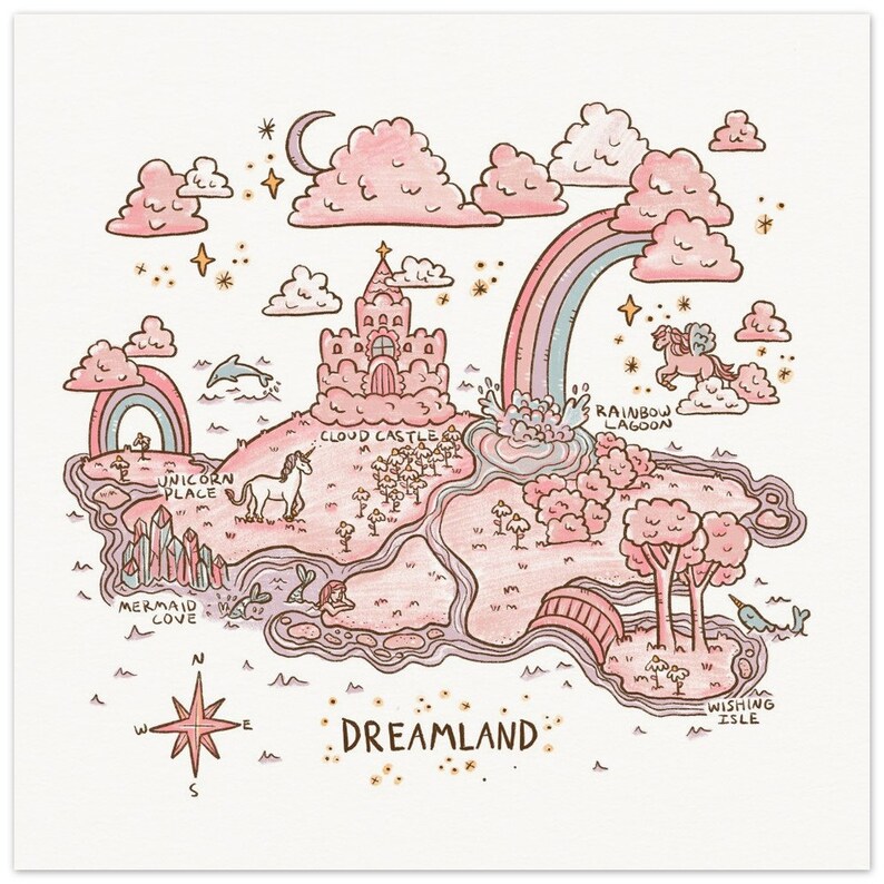 Dreamland Map Poster, Nursery Prints, Kids Wall Art Kids Room Decor ...