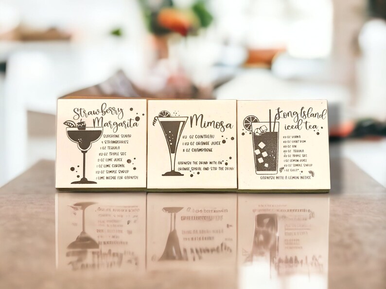 Set of Six (6) Black and White Ceramic Coasters - Happy Hour Collection ...