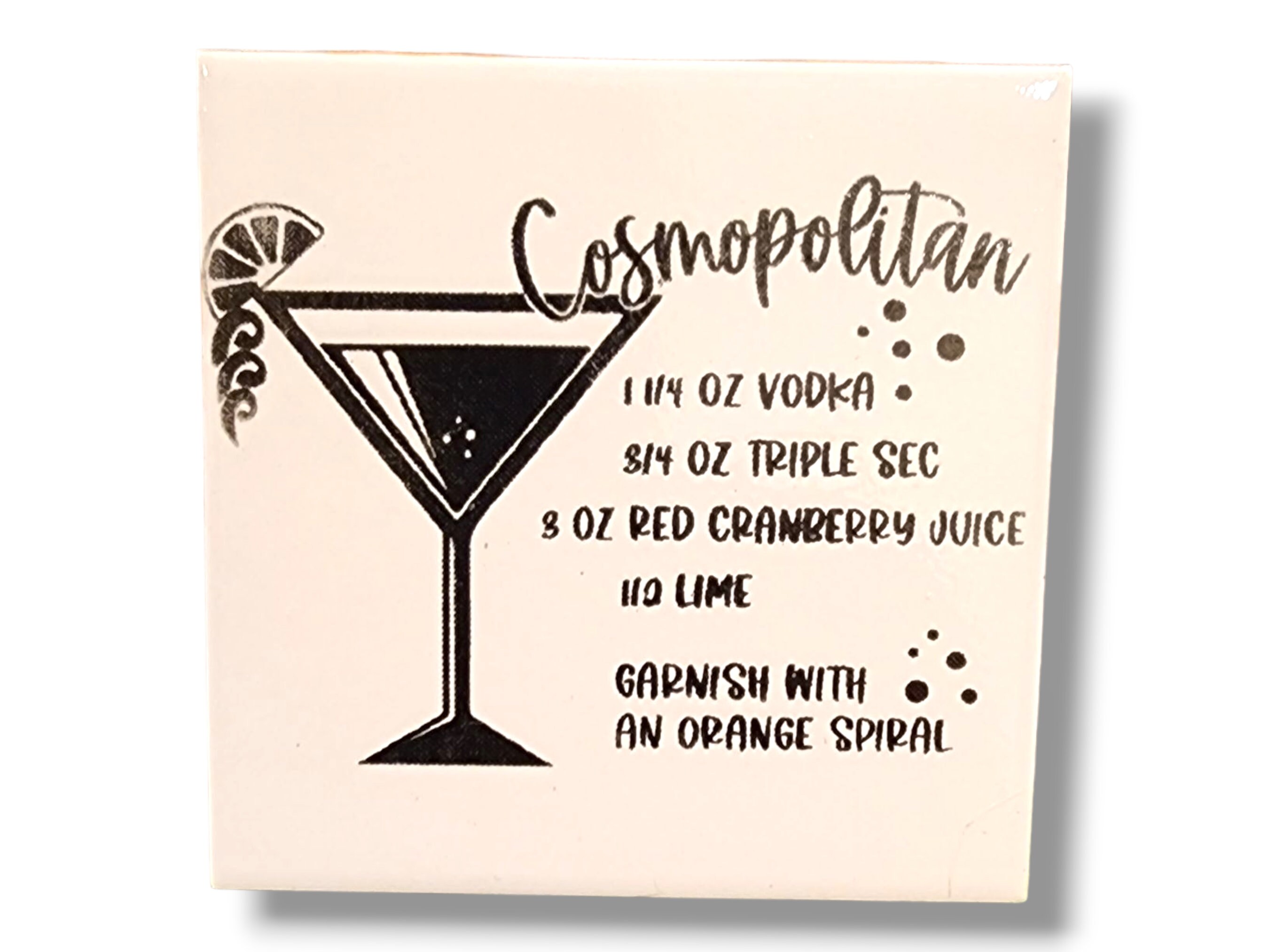 Set of Six (6) Black and White Ceramic Coasters - Happy Hour Collection ...