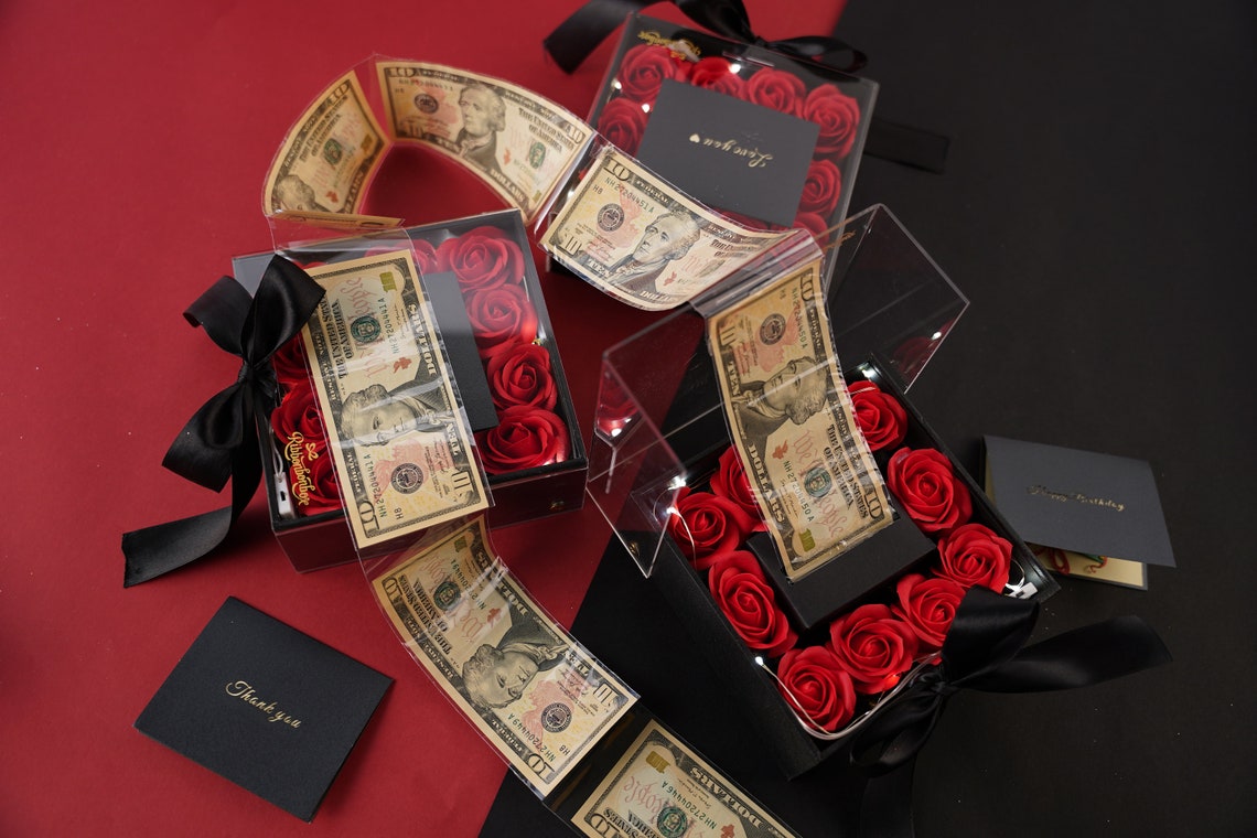 Ribbonbonbox Money Pull Out Flower Gift Box Luxury Flower - Etsy