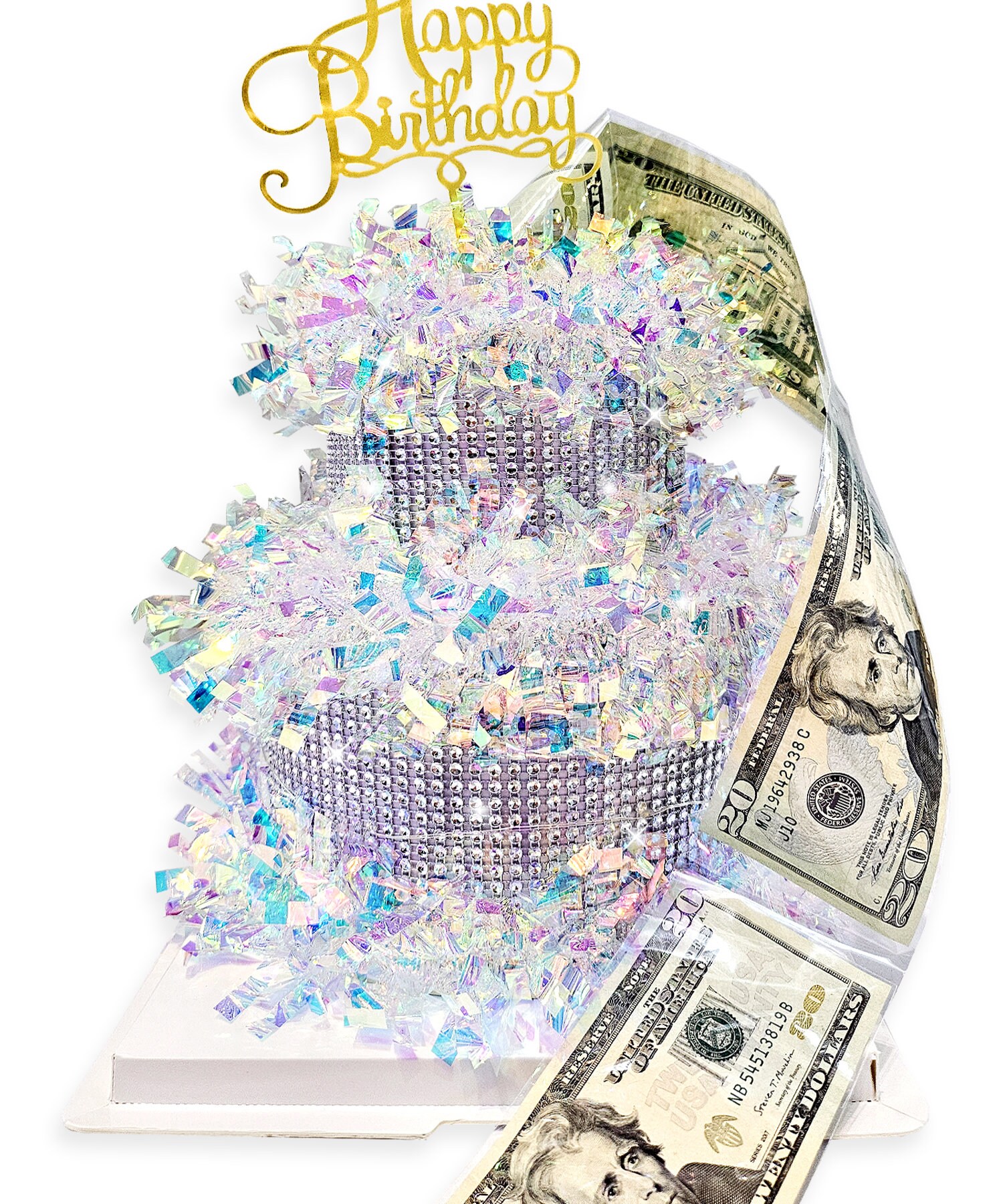 Crystal Money Cake Money Box for Cash Gift Pull Bridal Shower Gifts for ...