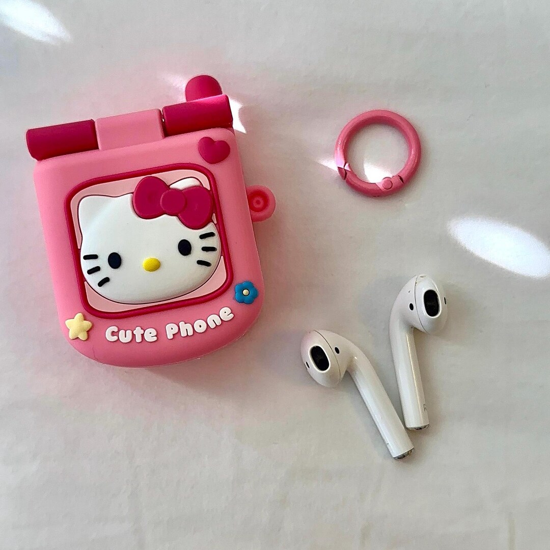 Hello Kitty Pink Y2k 3D Flip Phone AirPod 1&2 Case Cover Keychain Bag ...