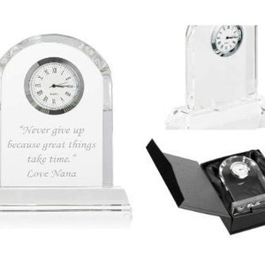Custom Crystal Clock - Laser Engraved Crystal Glass Clock - Gift Boxed ...