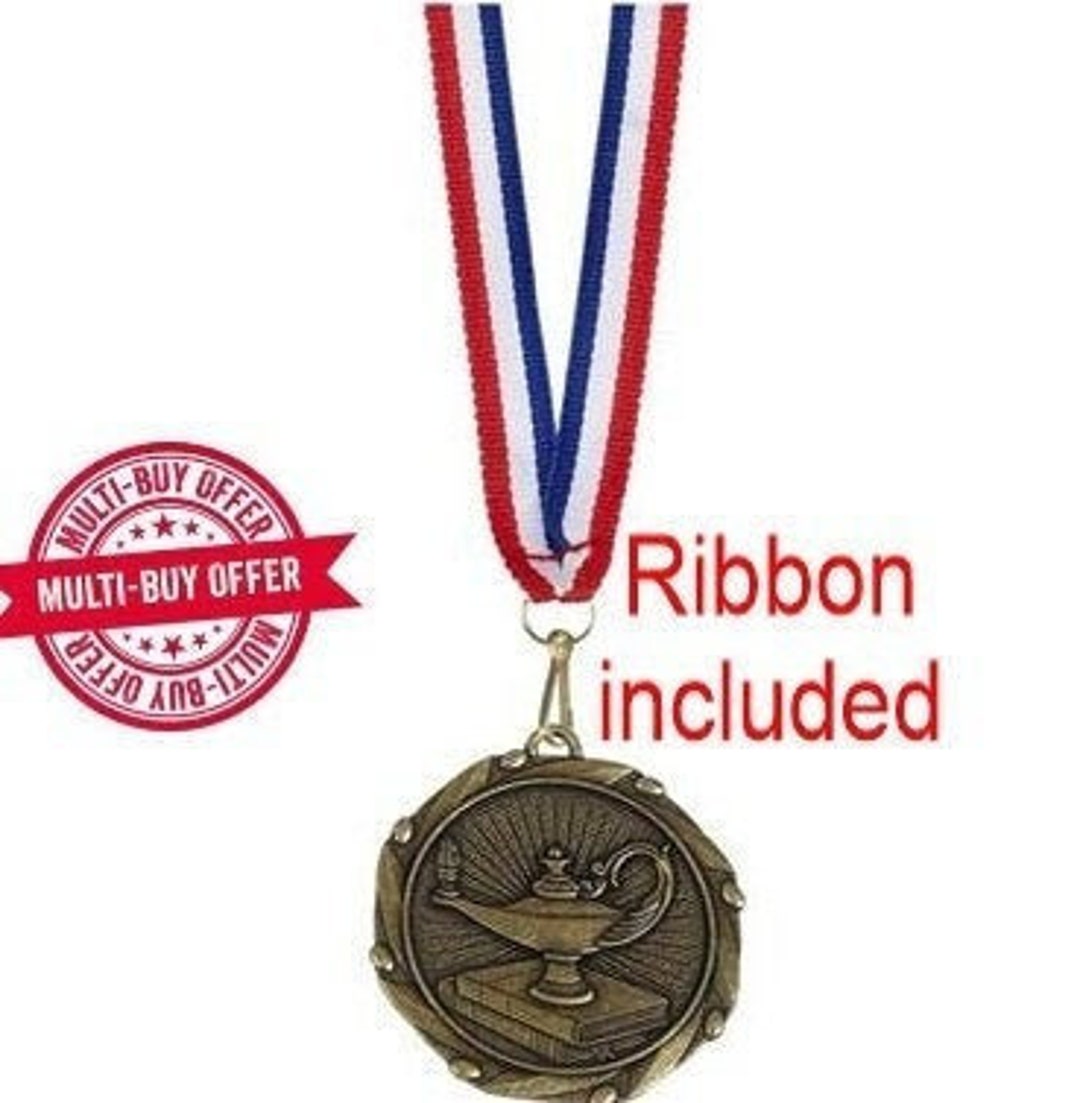 Knowledge Medal With RWB Ribbon- 45MM (1 3/4") - Engravable - Etsy