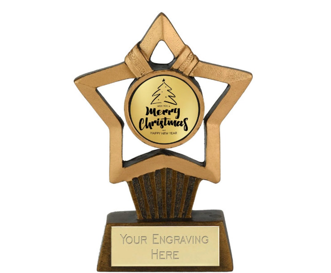 Merry Christmas Tree Award Trophy Personalized Engraving - Etsy UK