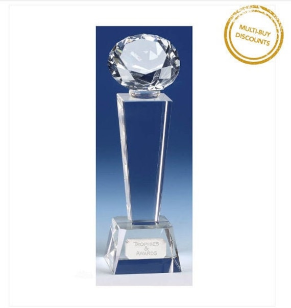 Diamond Glass Award Trophy Personalized Engraving Gift - Etsy