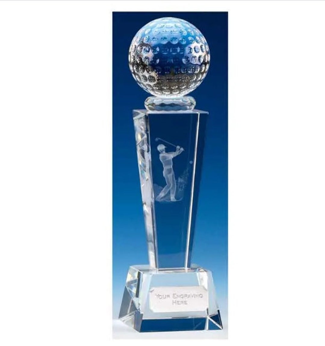 Golf Crystal Award Trophy - Personalised Engraving - Gift Boxed - Etsy