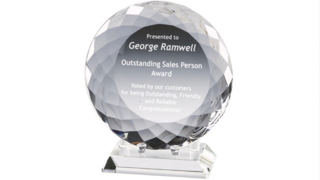 Crystal Salver Award Trophy - Personalized Engraving - Etsy