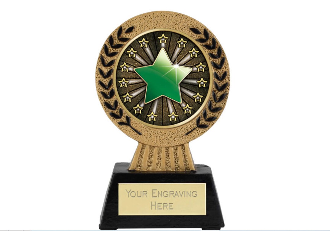 Star Green Award Trophy - Personalized Engraving - Etsy