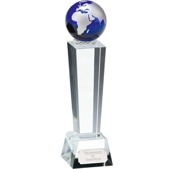 Globe Crystal Award Trophy Personalized Engraving Gift | Etsy