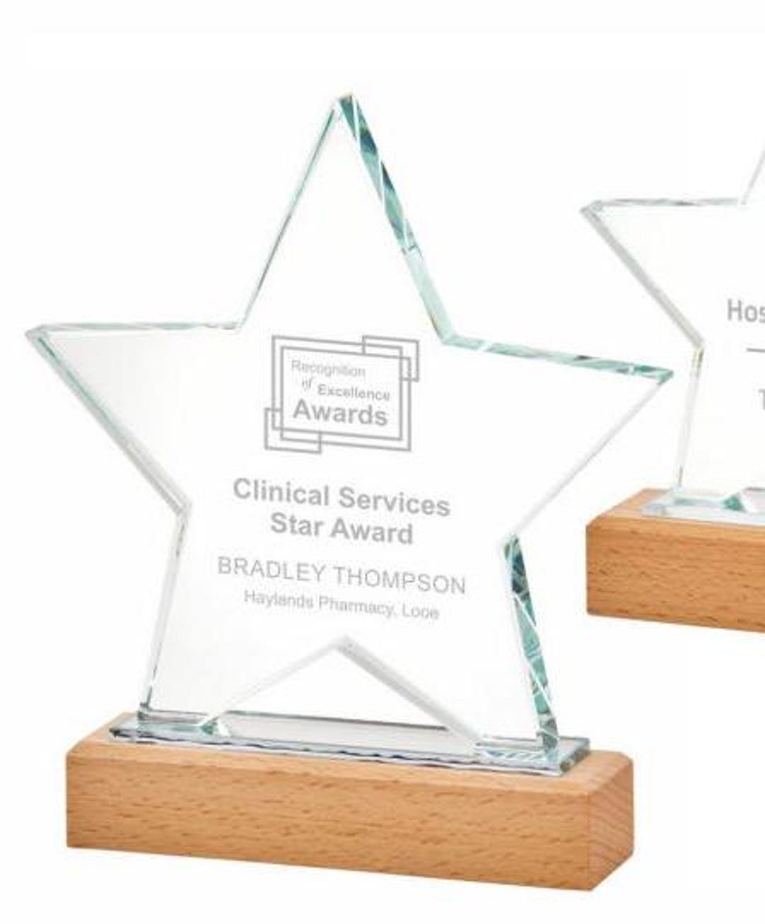 Star Glass Award With Wooden Base - Personalized Engraving - Etsy