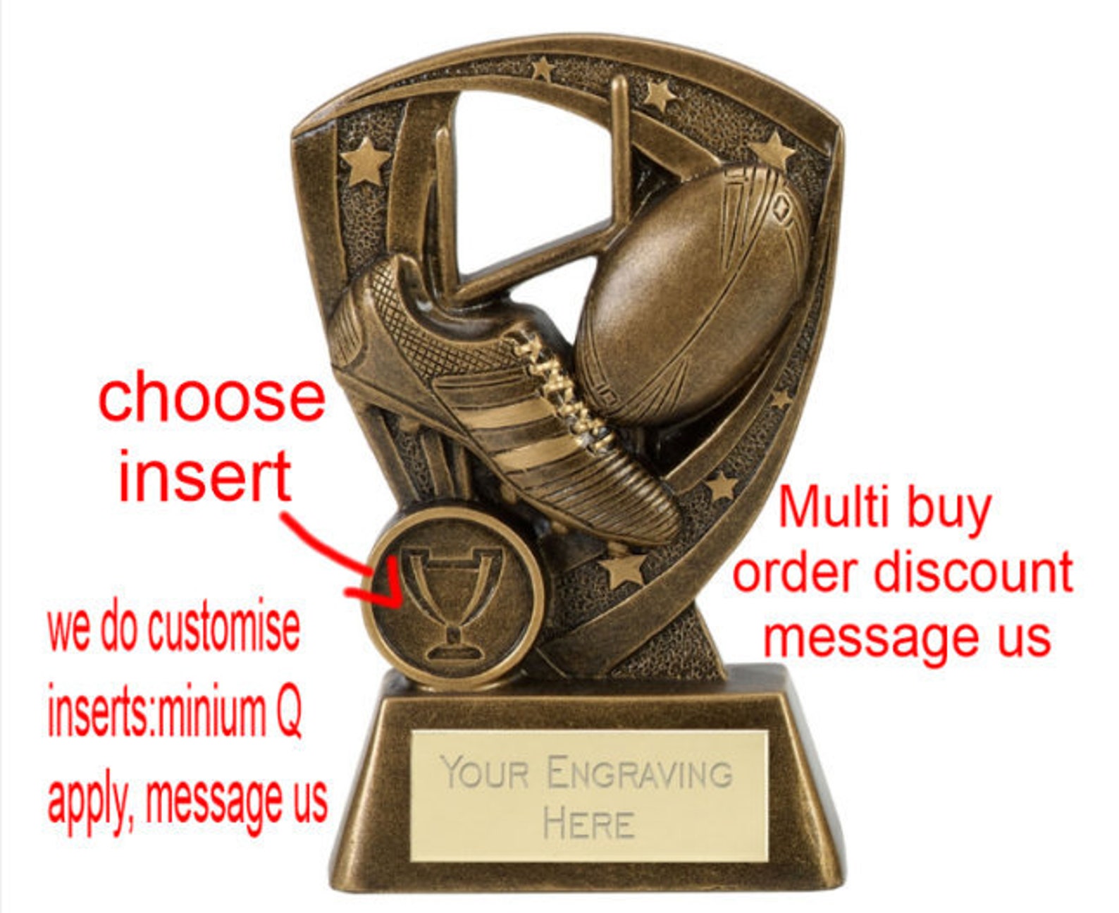 Rugby Boot and Ball Trophy Award - Personalised Engraving - Etsy