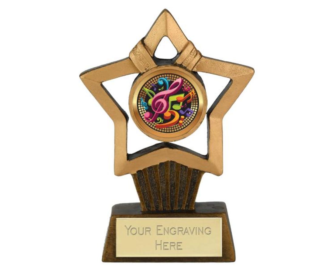 Music Notes Star Award Trophy - Personalized Engraving - Etsy