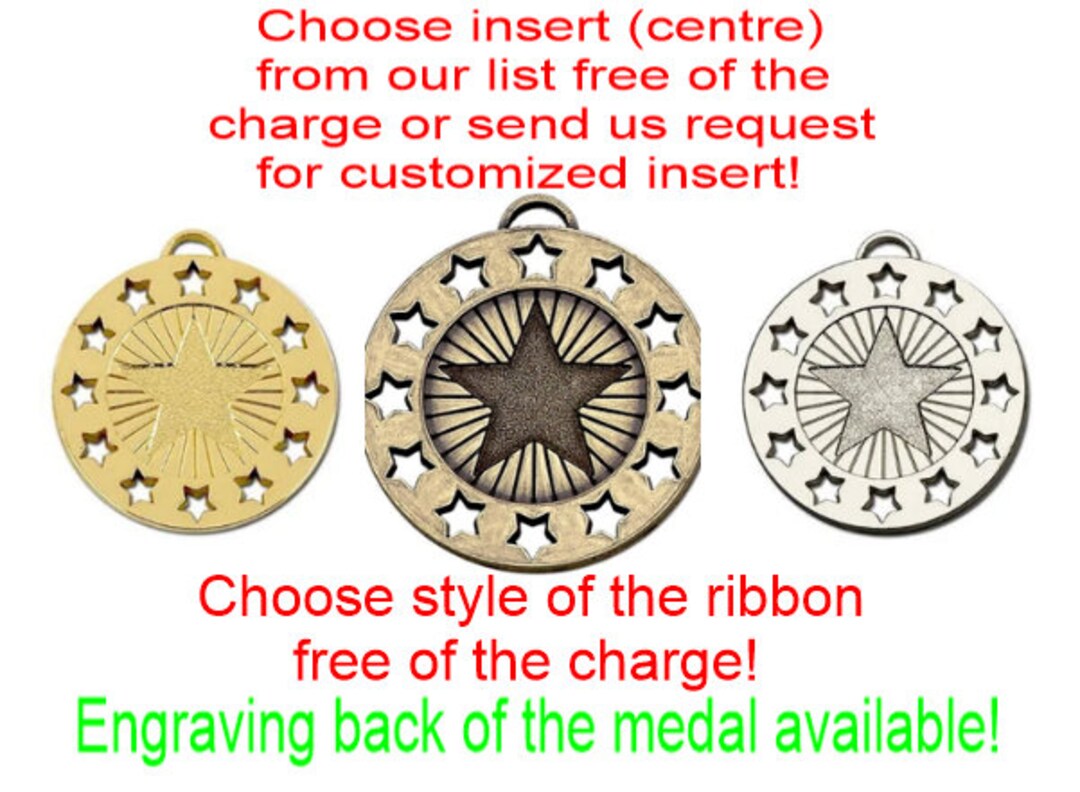 Star Medal- Customized- Personalised Medal- 2 Inch (50mm) Diameter ...