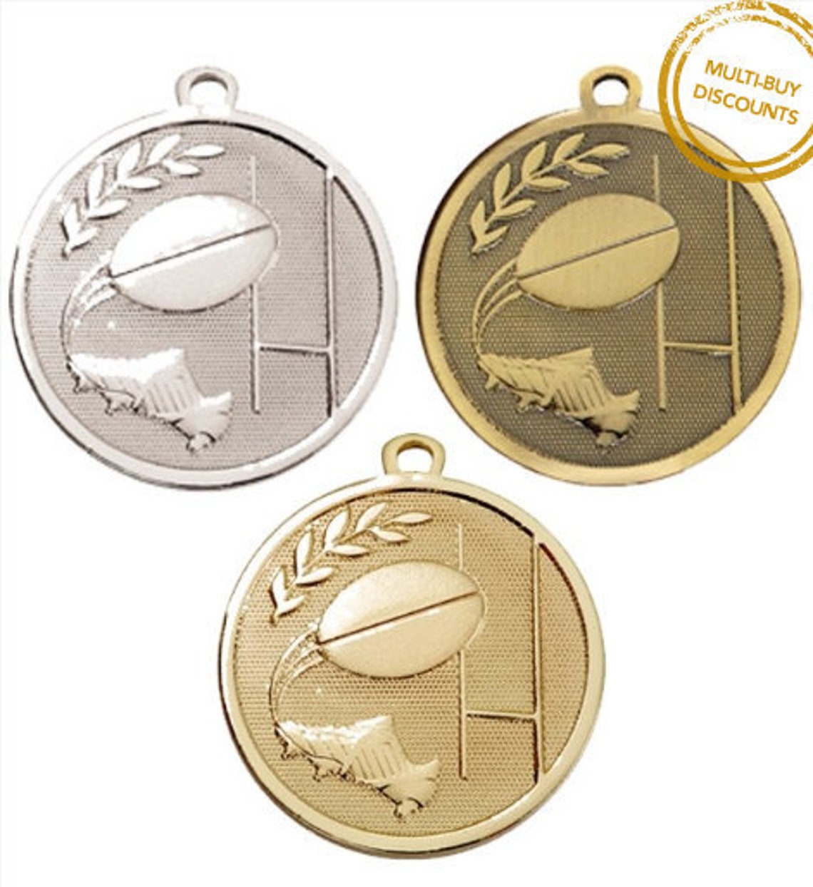 Medals Rugby Gold Silver Bronze Choice of Ribbons 1.75 - Etsy UK