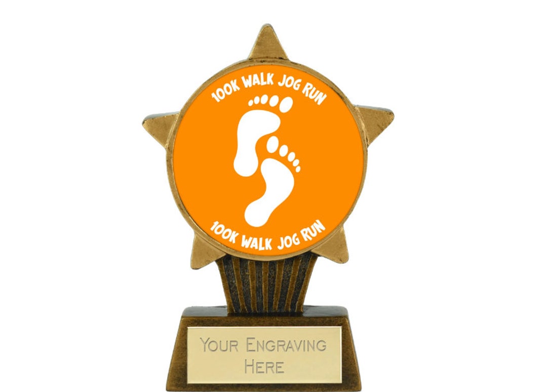 100K Walk Jog Run Award Trophy - Personalized Engraving - Etsy