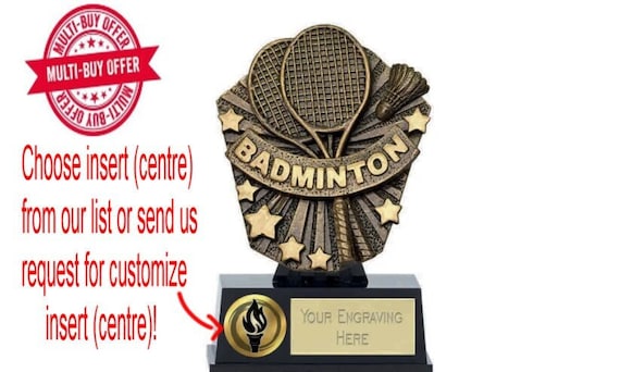 Badminton Award Trophy Personalised Engraving Customize | Etsy