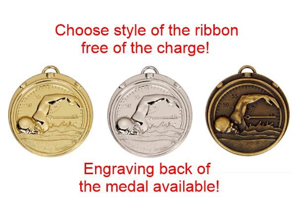 SWIMMER SWIMMING MEDAL Gold Silver Bronze 50MM 2 | Etsy