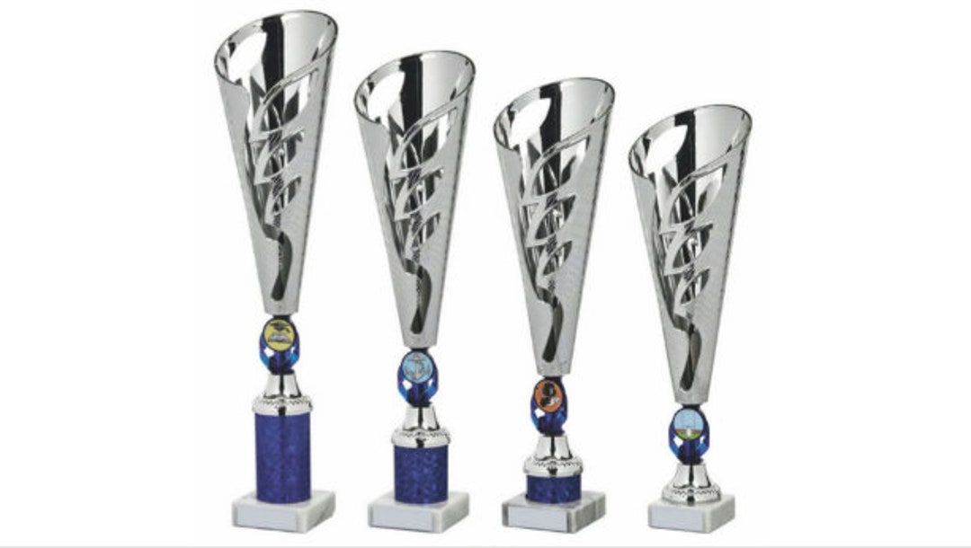 Silver / Blue Trophy Cup - Personalized Engraving - Custom Insert - Etsy