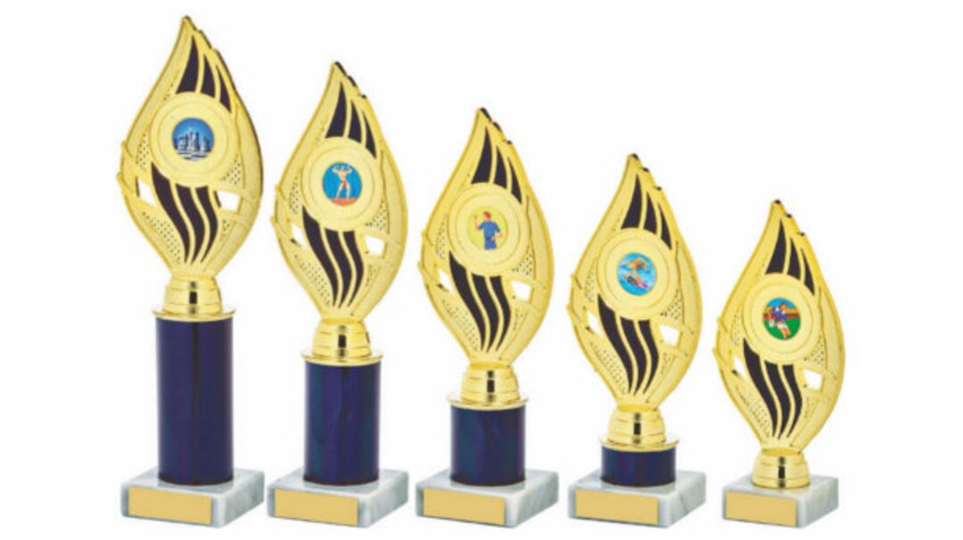 Dark Blue Flame Award Trophy - Personalized Engraving - Custom Insert ...