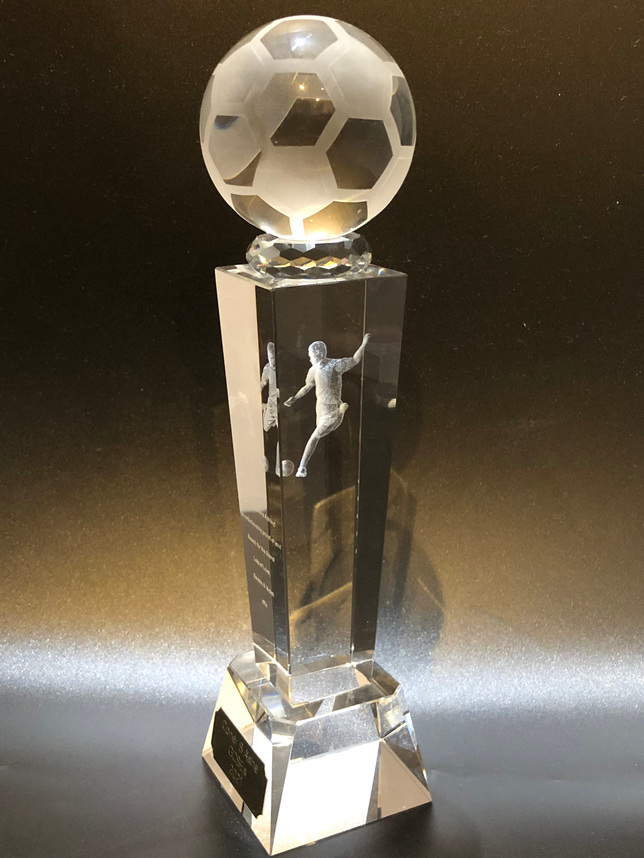 Football Crystal Glass Trophy Award Gift Boxed Personalised - Etsy UK