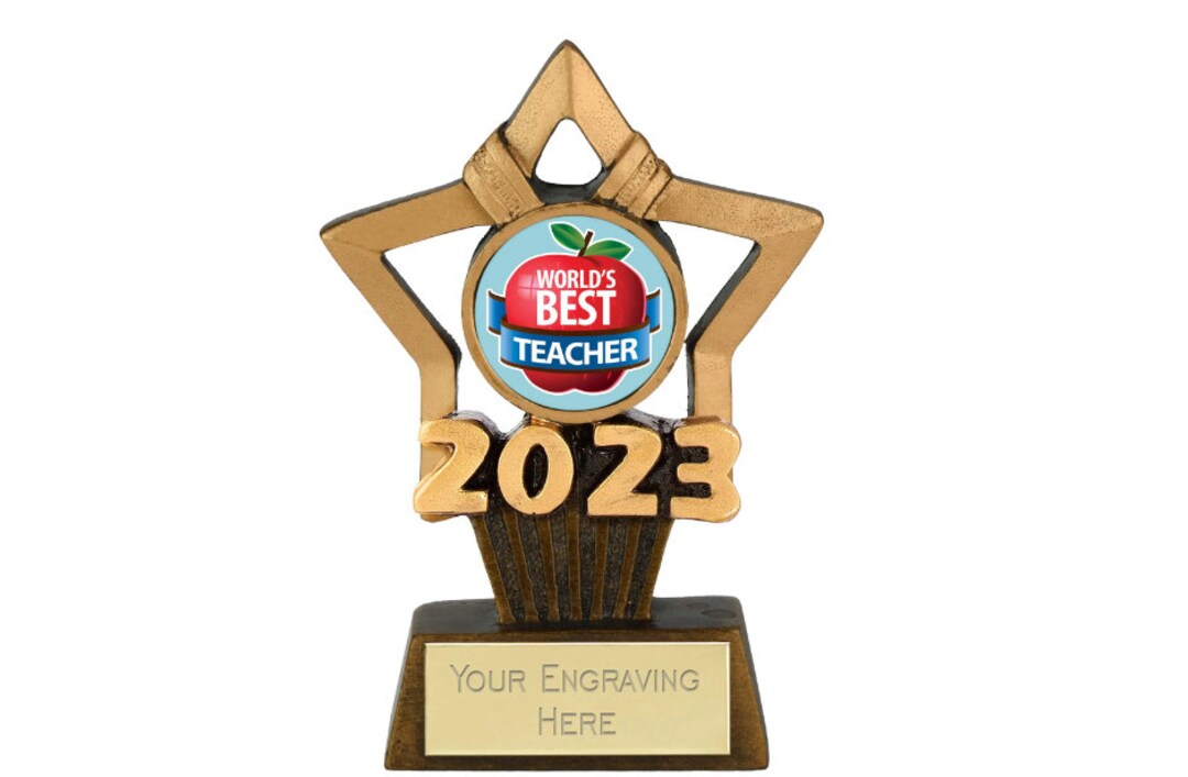 Worlds Best Teacher Apple 2023 Award Personalized Engraving - Etsy