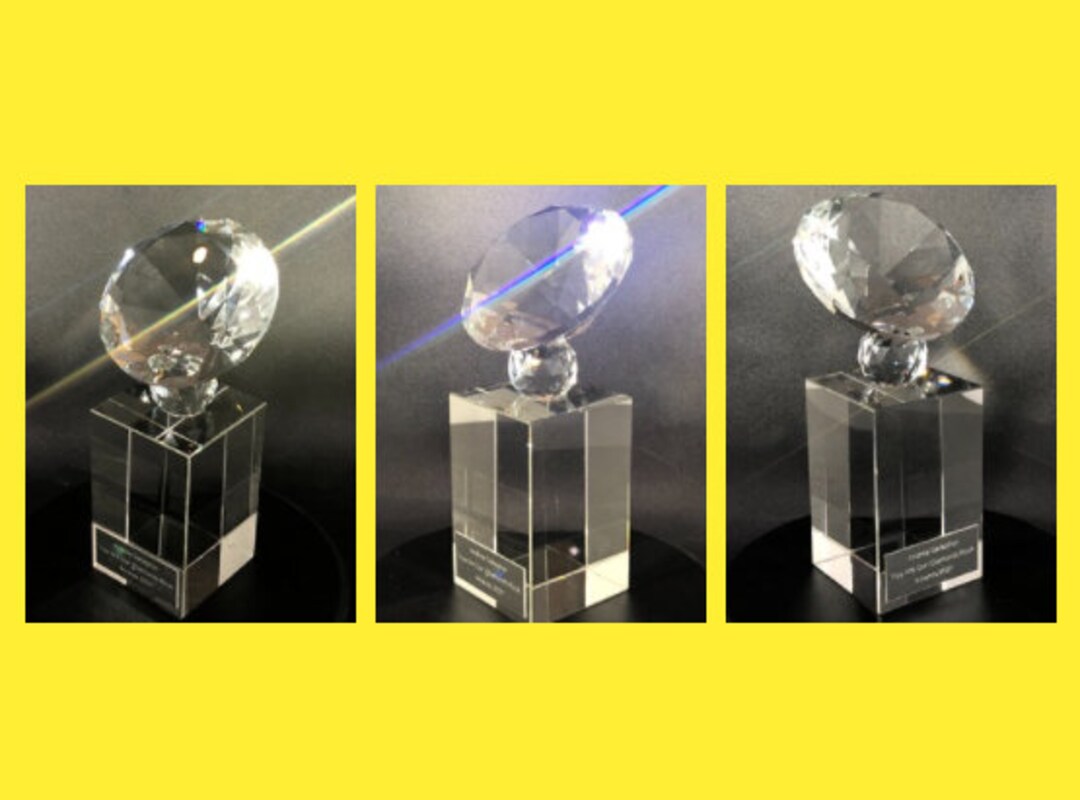 Diamond Crystal Award Trophy Personalised Engraving - Etsy