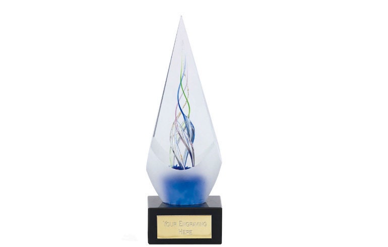 Art Glass Trophy Award - Personalized Engraving — Champ Trophies Awards ...