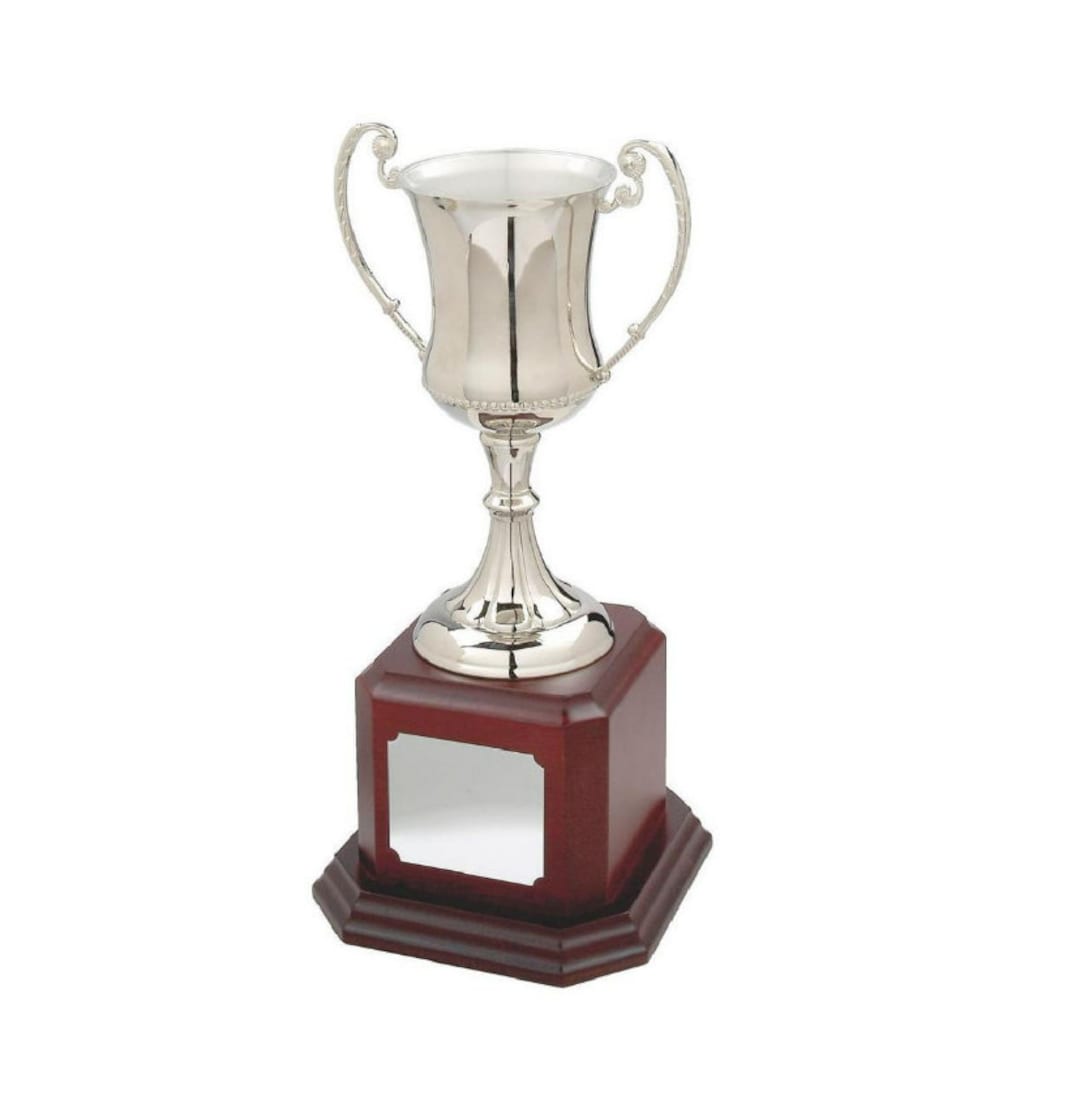 Nickel Plated Trophy Cup on Wood Base - Personalized Engraving - Etsy