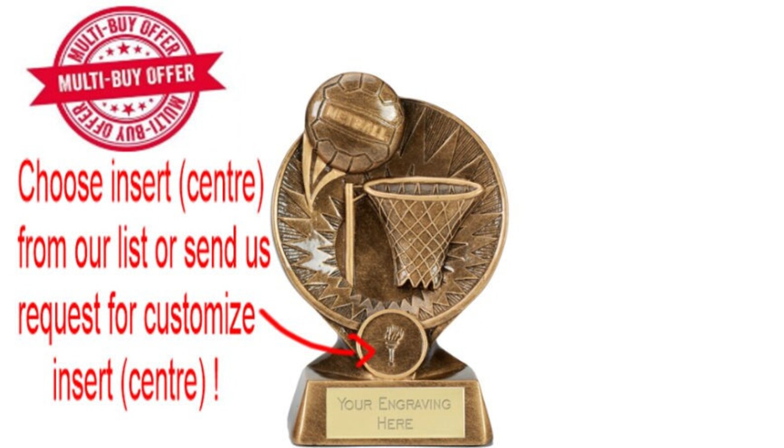 Netball Award Trophy - Personalised Engraving - Customize Insert - Etsy