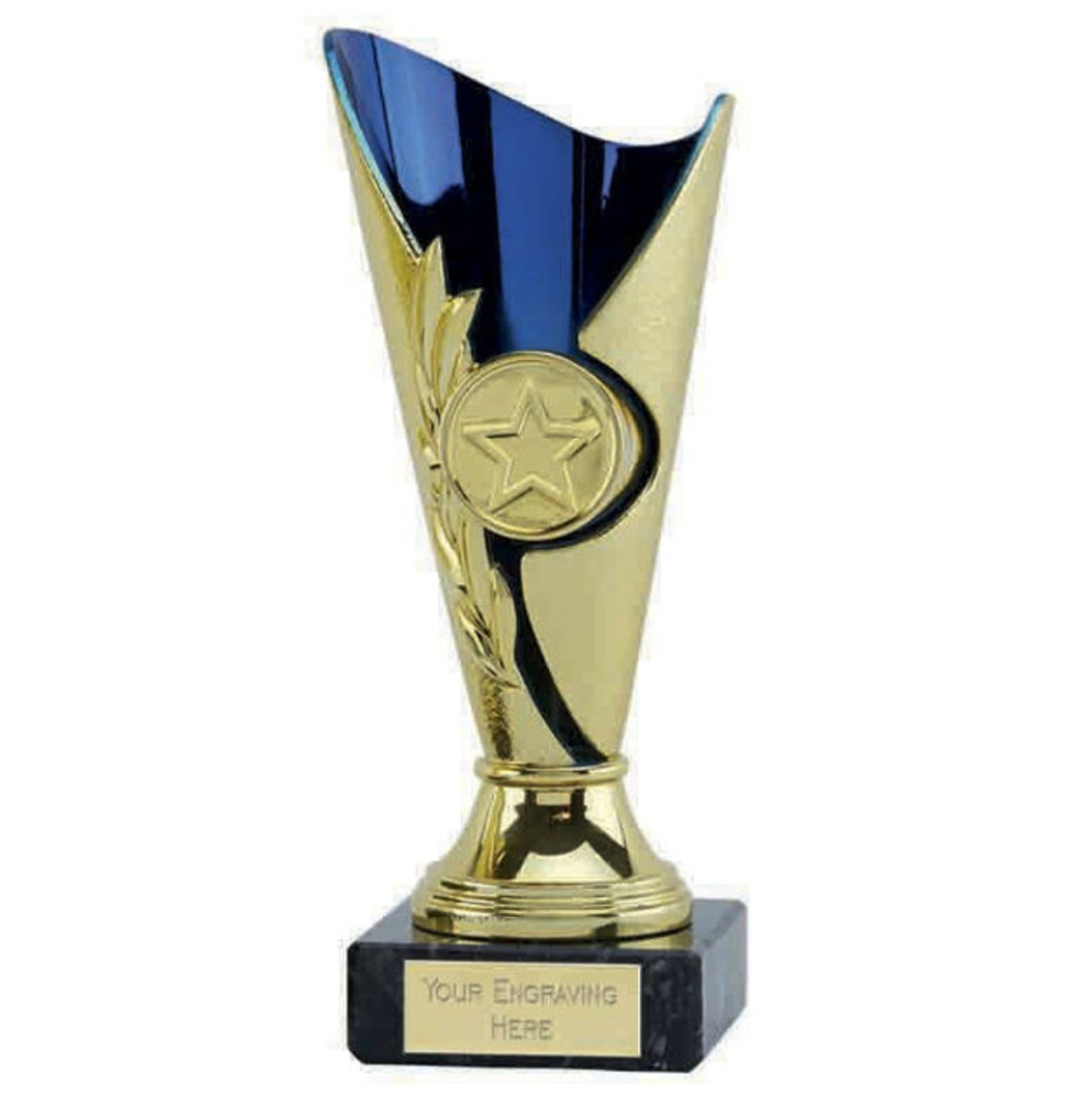 Trophy Cups - Silver/blue, Gold/blue - Custom Insert - Etsy