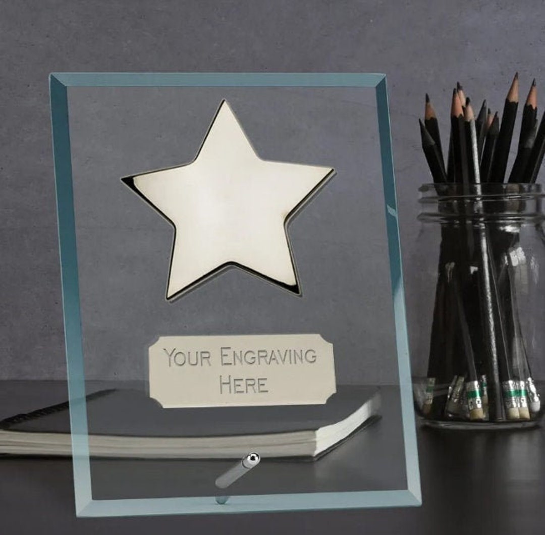 Star Jade Glass Plaque - Gold Star Plaque - Silver Star Plaque ...