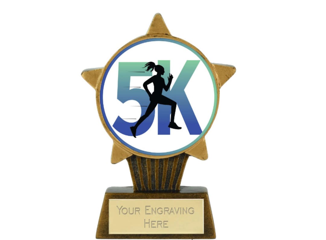 Female 5K Running Award Trophy Personalized Engraving - Etsy