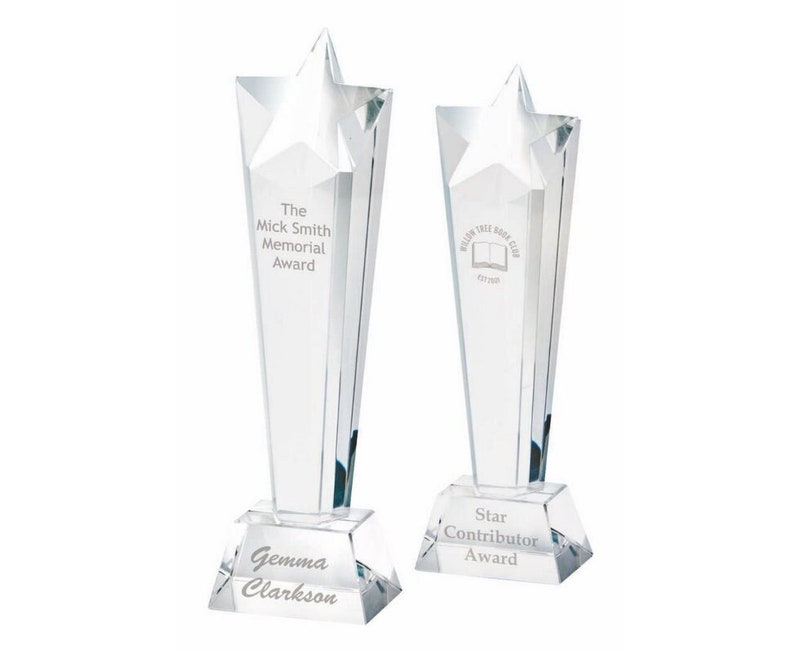 Crystal Star Column Trophy Personalized Engraving Gift - Etsy