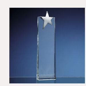 Crystal Wedge With Silver Star Award - Personalized Engraving - Gift ...