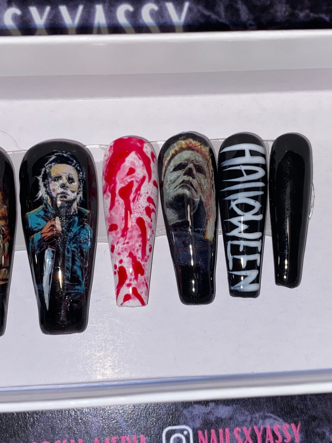Michael Myers Halloween Nails - Etsy