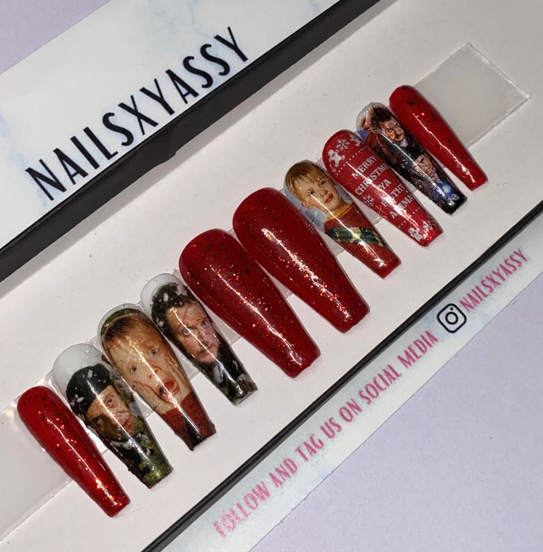 Home Alone Set of Press on Nails, Christmas, Festive, Holidays, Gift ...