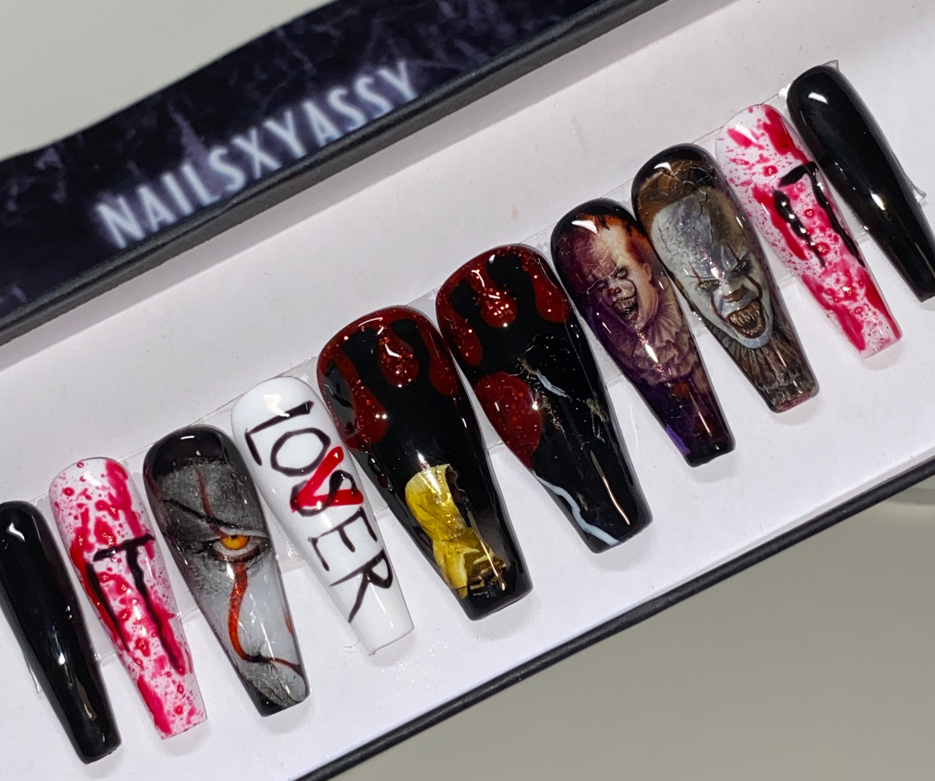 IT pennywise Halloween Nails clown scary | Etsy