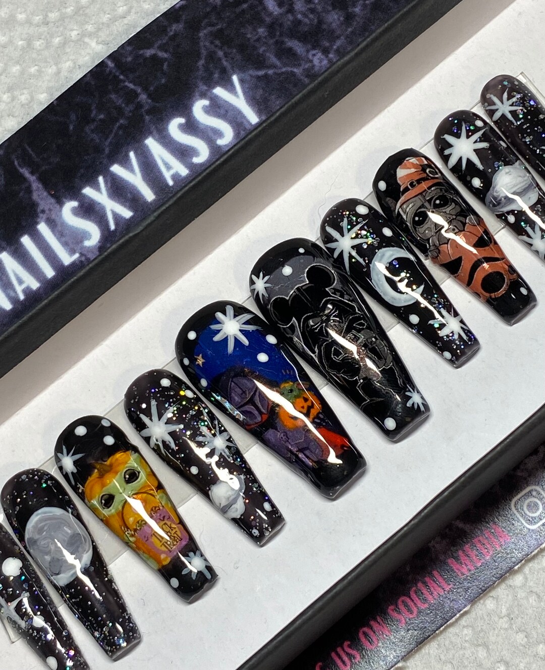 Baby Yoda Halloween Press on Nails Set Darth Vader, Mandalorian Disney ...