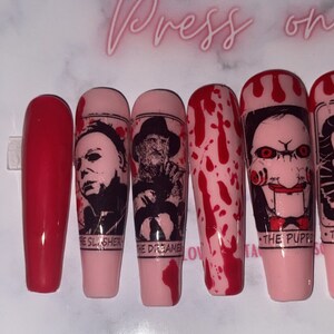 Horror Slasher Halloween Press on Nails Set Saw Nails IT the Clown ...