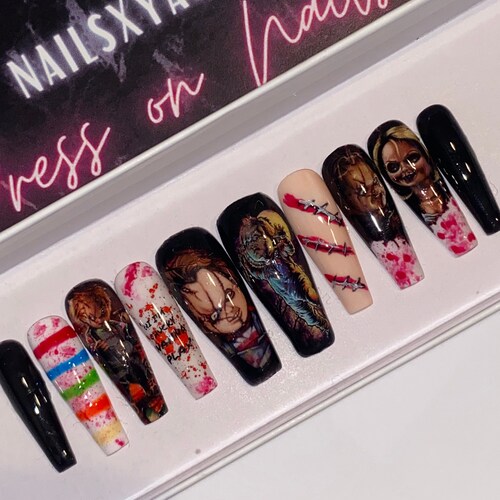 Chucky Press on Nails/halloween Nails/bride of Chucky/childs - Etsy