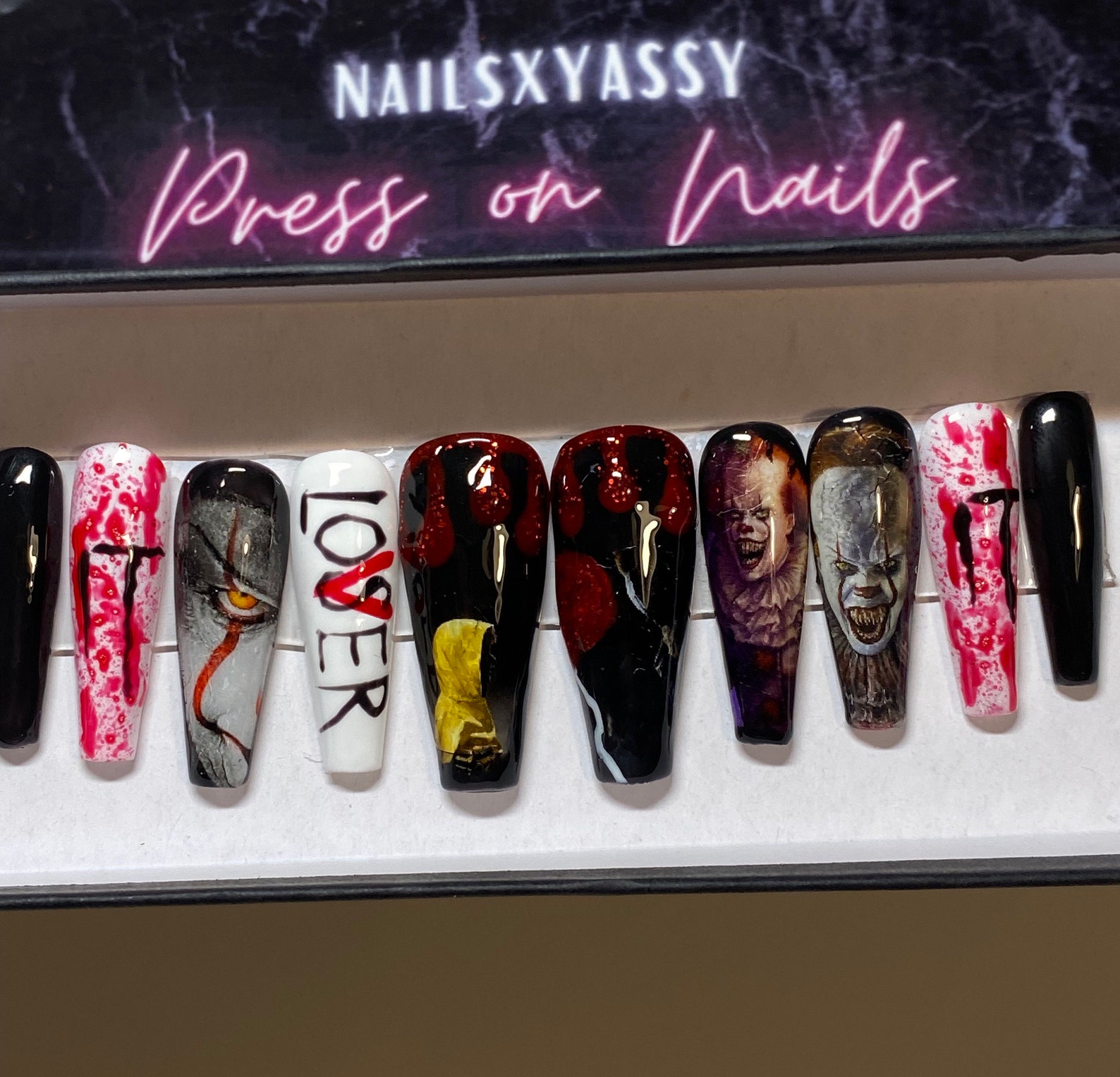 IT pennywise Halloween Nails clown scary | Etsy