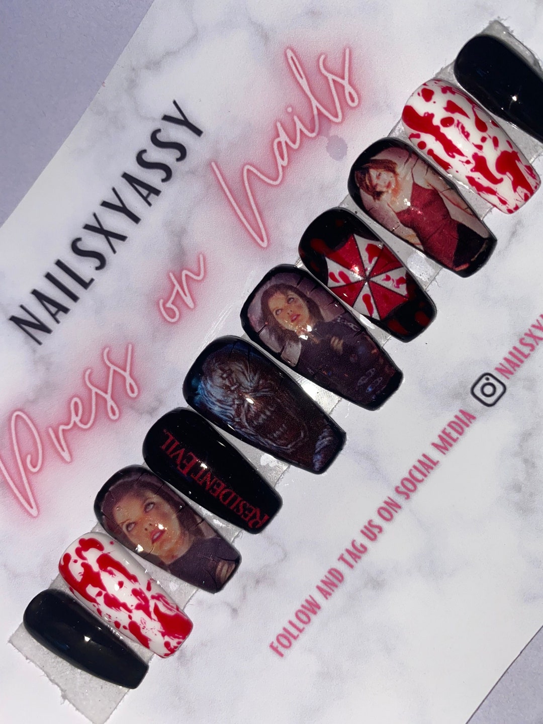 Resident Evil Halloween Press on Nails Set Horror Nails, Movie Nails ...
